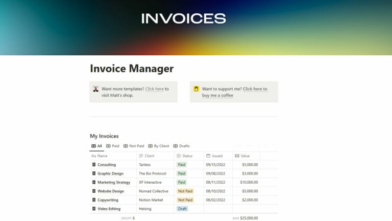 10 Best Notion Invoice Templates 2025 (Free and Paid)