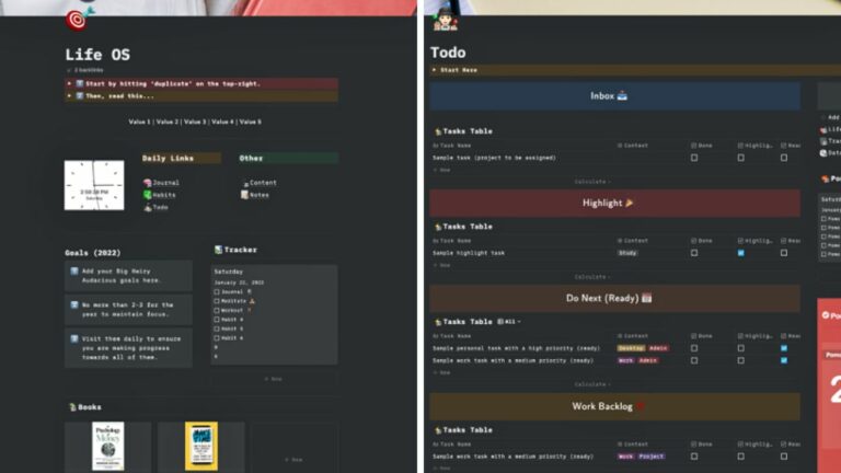 10 Best Notion Life OS Templates in 2025 (Free & Paid)